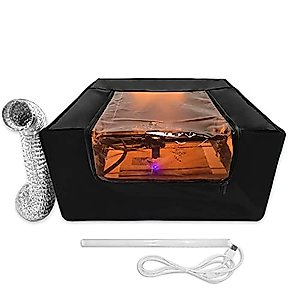 Laser Engraver Enclosure with Smoke Vent and LED Light, Fireproof Fabric, Eye Protection Film, 25x25x13 Inch Laser Engraving Machine Protective Cover,Reduce Laser Beam for COMGO Z1 A5Pro Master2 S2