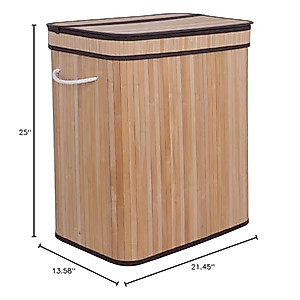 Laundry Basket Bamboo Laundry Hamper 2 Parts for Dirty Clothes Storage