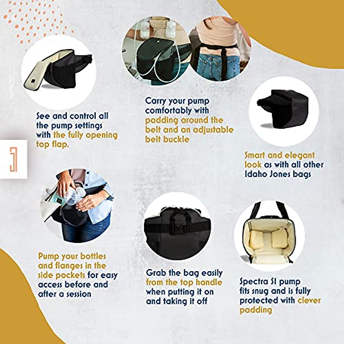 Idaho Jones Wearable Breast Pump Bag | Pump-A-Porter Portable Breast Pump Bag for Work | Spectra Pump Bag | Hands Free Breast Pump Bag Turns Electric Breast Pump Into Wearable Breast Pump