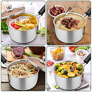 Herogo 2Qt Saucepan with Lid, 18/10 Stainless Steel Sauce Pan Pot, 2 Quart Saucepan for Gas Electric Stove Top Camping, Rust Free & Dishwasher Safe