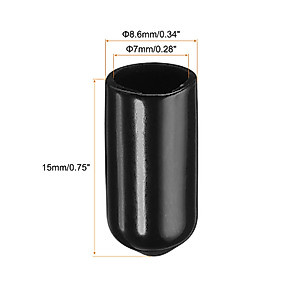 MECCANIXITY Bottle Pour Caps 7mm Inner Dia. Round Rubber End Cap Pourer Spout Dust Cover, Black Pack of 200