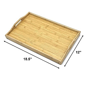 Bam & Boo - Large Natural Bamboo Bed Tray Table With Folding Legs For Eating, Working, Serving, and Organizing (20" x 13")