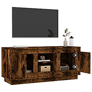 GaRcan TV Cabinet Media Furniture Sideboard Entertainment Centre TV Console Media Unit HiFi Cabinet Concrete Grey 102x35x45 cm Engineered Wood (Smoked Oak)