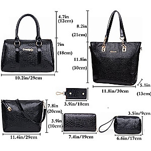 FiveloveTwo Womens Ladies 6 Pieces Handbag Set Hobo Clutch Top Handle Totes Satchels Crossbody Bags and Purse Large Bag+Tote+Shoulder Bag+Wallet+Card Holder