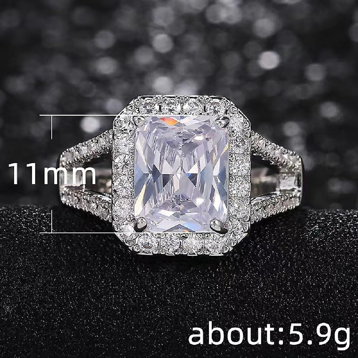 925 fashion engagement proposal princess square diamond ring female copper plated white k zircon sterling silver halo fashion ring cushion cut 3 carat 5A zircon wedding ring CZC015 (7)