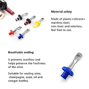 BORDSTRACT 5PCS Wine Saver Vacuum Stoppers Set, Wine Bottle Stoppers, Silicone Reusable Wine Saver Wine Stoppers Vacuum (Single glue + double glue)