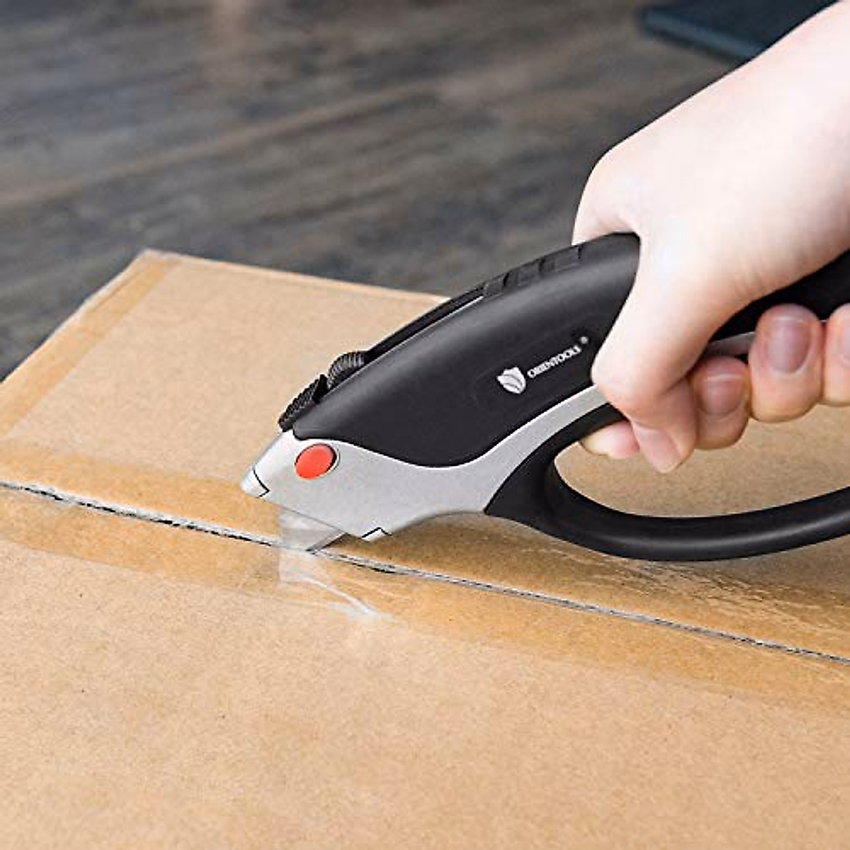 ORIENTOOLS Utility Knife Box Cutter, 2 Sets Retractable Auto-Lock Razor Knife with 5 Extra Sharp Blades and Snap Knife Combo, Non-Slip Handle Ergonomic