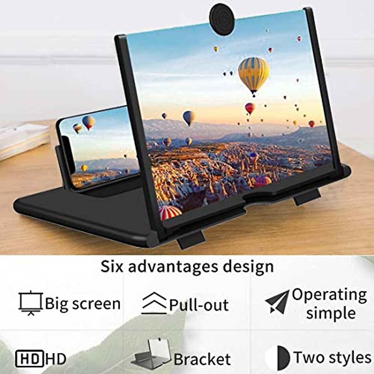 14" Phone Screen Magnifier 3D HD Foldable Amplifier Magnifying Projector Screen Enlarger for Movies, Videos and Gaming with Adjustable Angle