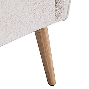 Wovenbyrd Mid-Century Modern Barrel Accent Chair with Tapered Legs, Cream Boucle