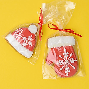 Morepack Cello Cellophane Treat Bags,6x12 Inches Cellophane Bags 200 Pcs with Twist Ties Plastic Cello Bags for Packaging Dessert,Bakery, Candies,Cookies,Chocolate,Party Favors