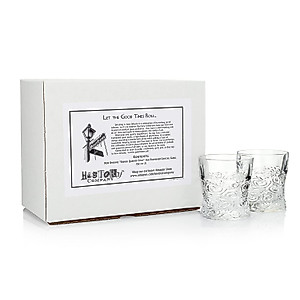 HISTORY COMPANY New Orleans “French Quarter” Old-Fashioned Crystal Cocktail Glass 2-Piece Set (Gift Box Collection)