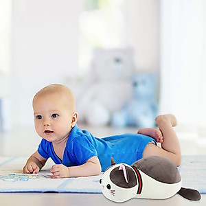 Very Soft Cat Big Hugging Pillow Plush Kitten Kitty Stuffed Animals Brown,Child Birthday Present (Brown,17.3in)