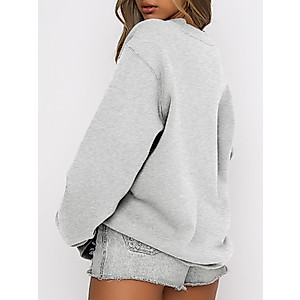 ANRABESS Women's Sweatshirts Hoodies Crewneck Oversized Fleece Pullover Sweaters Cute Top Y2K Teen Girls Preppy Clothes 2024 Gray Large