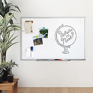 U Brands Magnetic Dry Erase Board, 35"x23", Silver Aluminum Frame