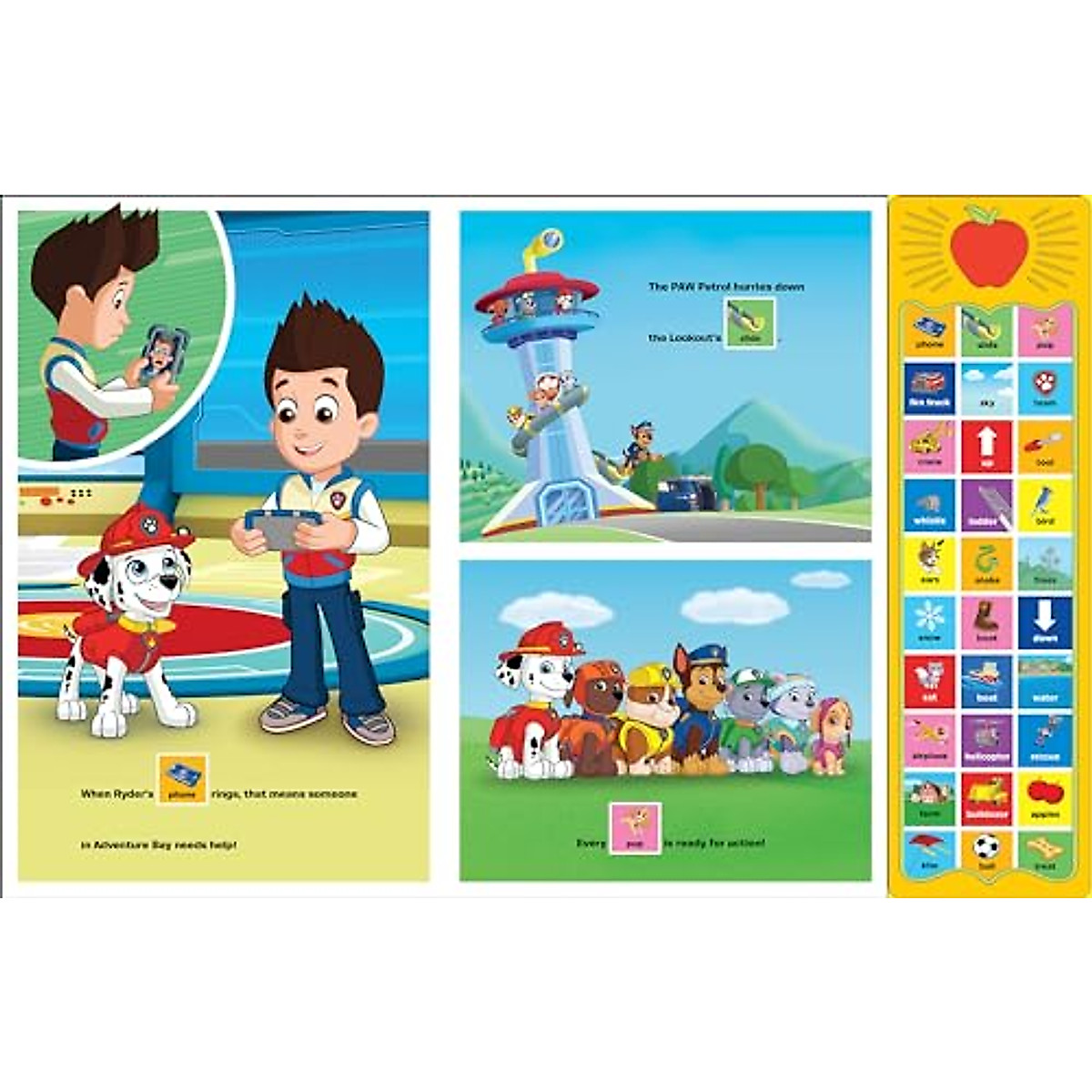 PAW Patrol Chase, Skye, Marshall, and More! First Words 30-Button Sound Book Great for Early Learning PI Kids