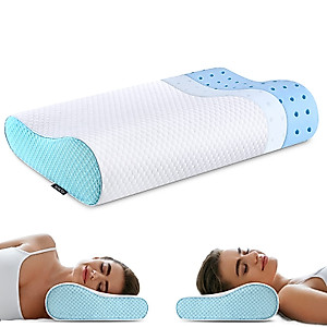 Memory Foam Pillows Neck Pillow Bed Pillow for Sleeping Ergonomic Cervical Contour Pillow for Side Back Stomach Sleeper for Neck and Shoulder Pain