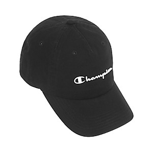 Champion womens Script Dad Adjustable Baseball Cap, Black/White, One Size US