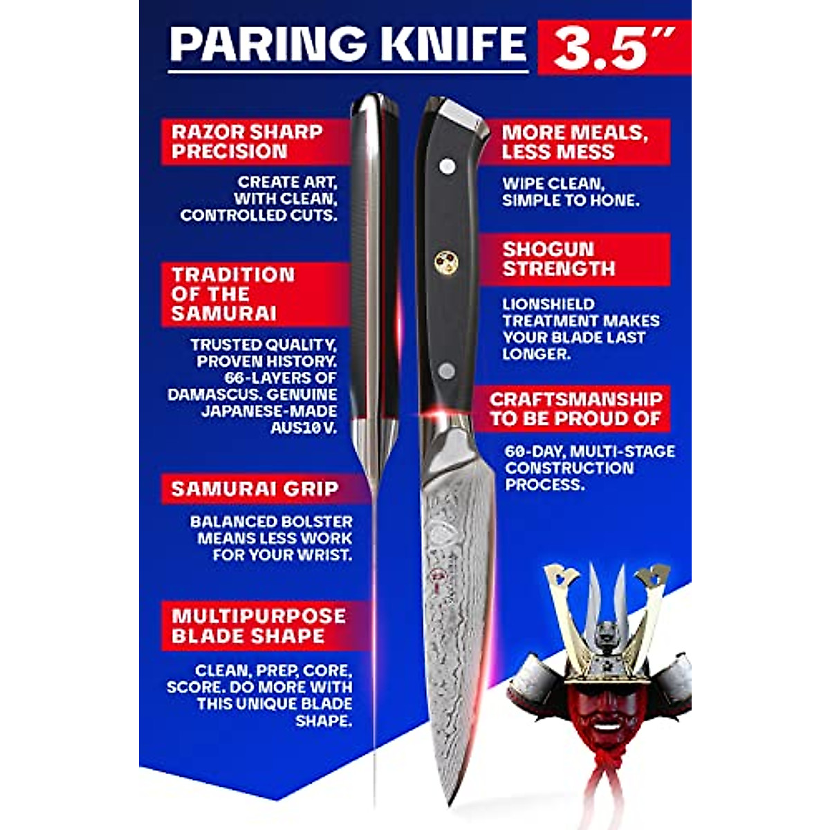 Dalstrong Paring Knife - 3.5 inch - Shogun Series ELITE - Damascus - AUS-10V Japanese Super Steel Kitchen Knife - Vacuum Treated - Vegetable, Fruit Knife - Razor Sharp Cooking Chef's Knife - w/Sheath