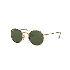 Ray-Ban RB3447N Round Flat Lens Sunglasses, Gold/G-15 Green, 53 mm
