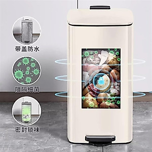 YUJUNDZSW Waste Bin 20/30 Liter Brushed Stainless Steel Trash Can, Square Pedal Recycle Bin with Lid and Inner Buckets, Hands-Free Steel Step Garbage Can for Home Office Rub(Gold,30L)