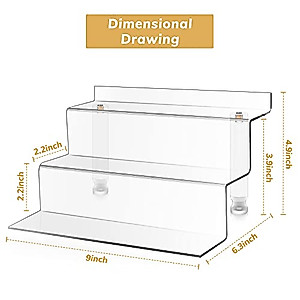 Mocoosy Acrylic Riser Display Shelf, 3 Tier Display Riser Stand for Amiibo Funko POP Figures, Tiered Clear Acrylic Risers for Display, Step Small Cupcake Stand Perfume Organizer and Storage