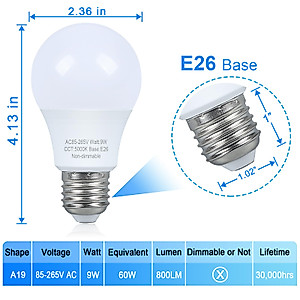Marxlait 8 Pack LED Light Bulbs 60 watt Equivalent, Daylight 5000K, A19 Standard Light Bulbs, E26 Medium Base, Non-Dimmable