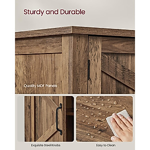 VASAGLE Shoe Cabinet, 3-Tier Shoe Storage Organizer, Shoe Shelf, Traditional American, Freestanding Cabinet with Height-Adjustable Shelf, 13.8 x 31.5 x 27.6 Inches, Entryway, Honey Brown ULBC038B01