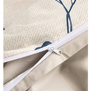 Tache Elegant Leaf Vine Nature Earthy Floral Neutral Cream Beige Tan Blue Breathable Poplin Cotton Zipper Duvet Cover, King