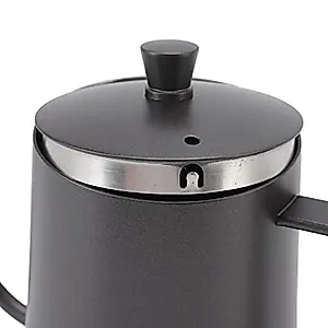 Ikunde Long Narrow Coffee Kettle Black Stainless Steel Rustproof Small Pour Over Kettle with Lid for Home 600ml