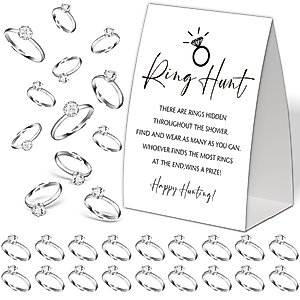 Bridal Shower Games Ring Hunt,Minimalist Bridal Shower Decorations,Popular Bridal Shower Game,Engagement Party Games,Bridal Shower Favors,Plastic Rings for Bridal Shower Game(J5)