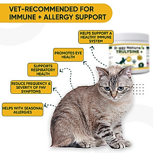 Trulysine Plus L-Lysine for Cats Immune Support Oral Powder 8oz/226g - Cats & Kittens of All Age, Sneezing, Runny Nose Squinting, Watery Eyes Chicken Liver Flavor (U.S.A)(226 Grams (900mg / Scoop))