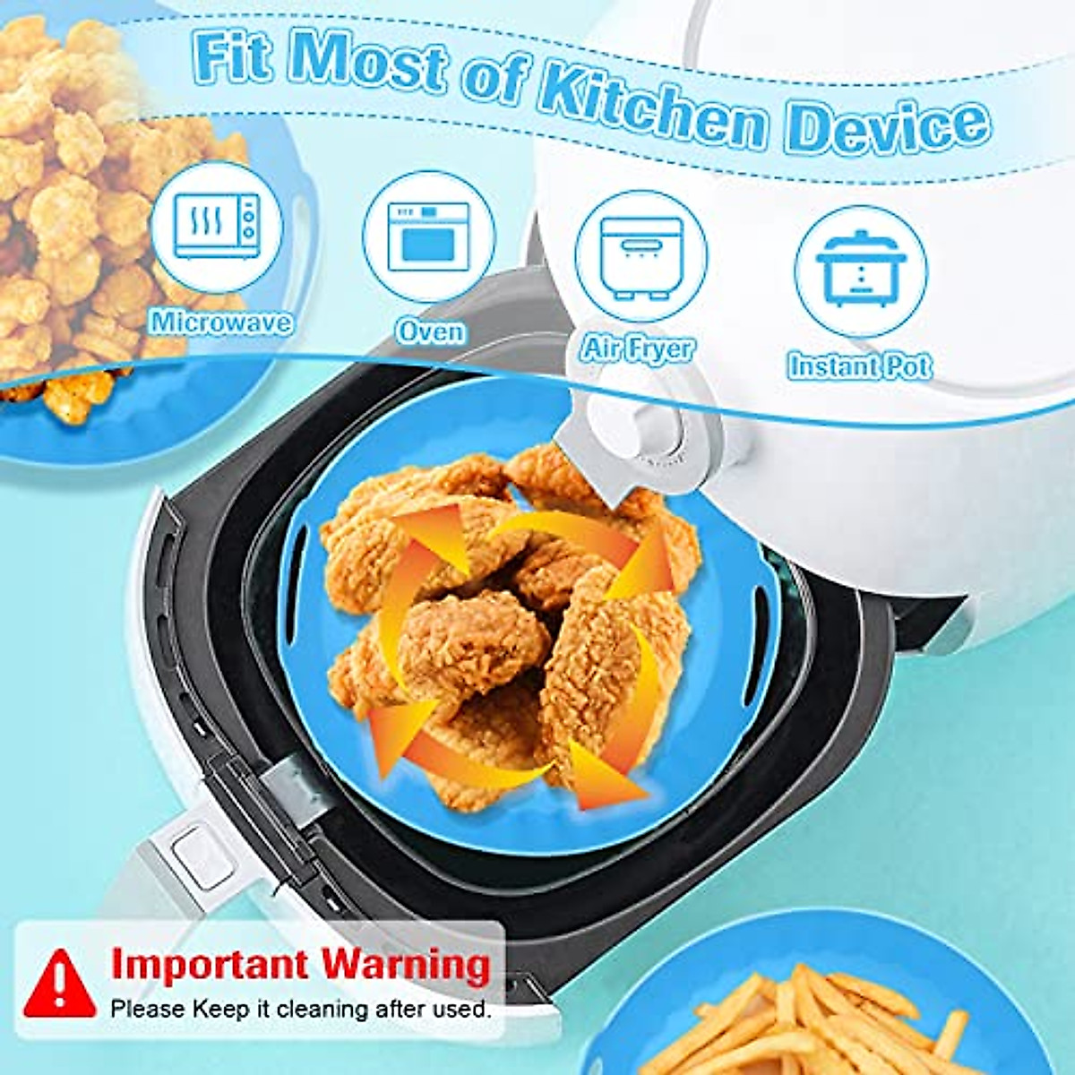 Woltechz 2 Pack Air Fryer Silicone Tray Liners - 1.5mm Thickness, Non-Stick, Heat Resistant, Time-Saving and Easy to Clean - Ideal for Cooking, Baking, and Grilling