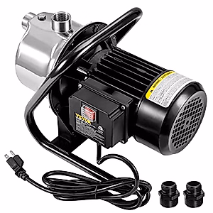 VEVOR Shallow Well Pump, 1.1 HP 115V, 978 GPH 131 ft Height, 69.6psi Max Pressure, Portable Stainless Steel Sprinkler Booster Jet Pumps for Garden Lawn Irrigation system, Lake Fountain, Water Transfer