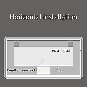 LAIYA 23.5”X47.5” Bathroom Vanity Mirror with Lights, Wall-Mounted Led Black Mirror for Bathroom Anti-Fog Waterproof, Light Adjustment Intelligent Touch Button Horizontal