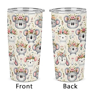 KIOWEIR Cute Koala Stainless Steel Tumbler 20oz With Lid And Straw, Insulated Tumblers Coffee Cup, Travel Mug for Ice Drink & Hot Beverage for Women Men Boys Girls