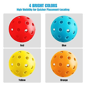 USAPA Approved Outdoor Pickleball Balls - 16 Pcs High-Bounce Balls with 40 Holes for Superior Durability | Tournament-Quality Set in 4 Bright Colors with Convenient Mesh Bag