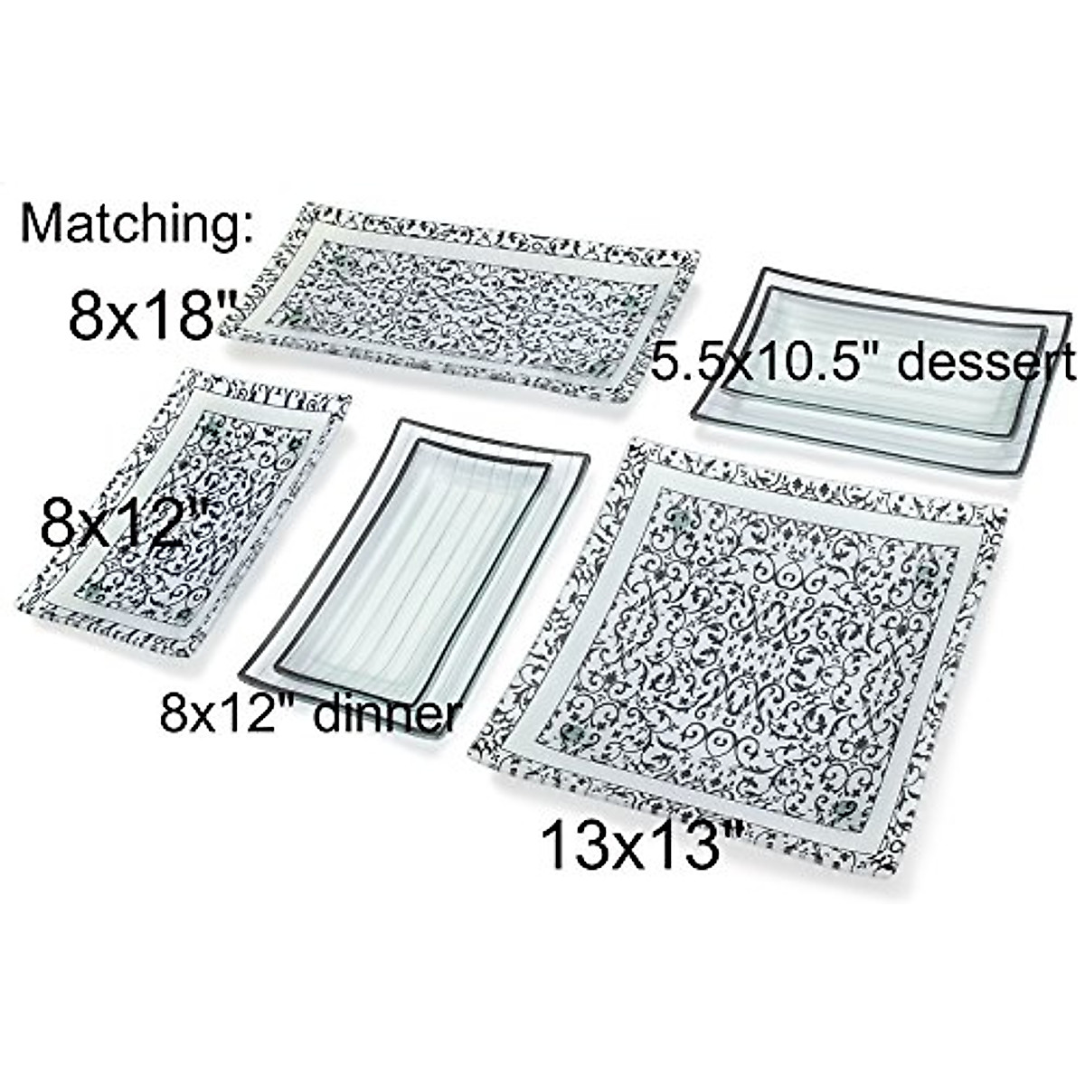 GAC Great American Classics Florentine Designed Charcoal Tempered Glass Rectangular Serving Tray on Glass Ball Legs Break and Chip Resistant – Oven Proof – Microwave Safe Decorative Platter