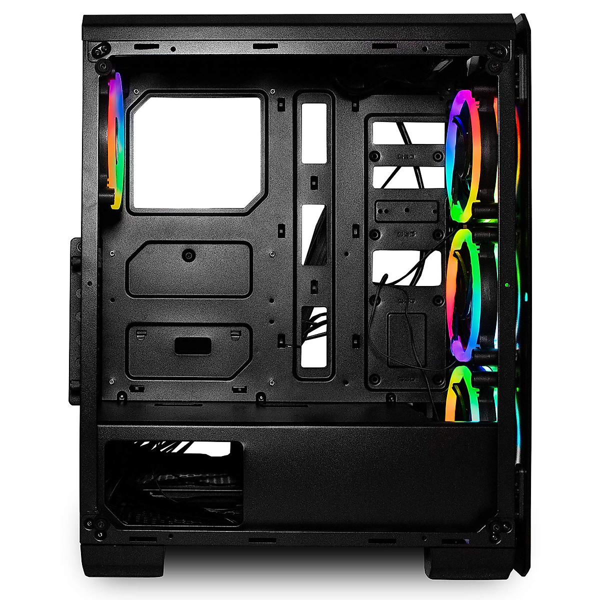 Deco Gear Mid-Tower PC Gaming Computer Case 3-Sided Tempered Glass and LED Lighting - Mini-ITX, Micro-ATX, ATX - Includes 4 120mm Double Ring Fans w/Expansion for More, 7 Expansion Slots, 4 Drives