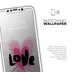 Design Skinz Splattered Pink Love - DesignSkinz Protective Vinyl Decal Wrap Skin Cover Compatible with The Apple iPhone 12 Pro (Full-Body, Screen Trim & Back Glass Skin)