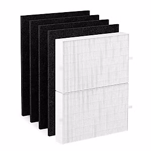 HPA200 Replacement Filter R Compatible with Honeywell Air Purifier 200 Series, 2 H13 True HEPA Filters with 4 Pre-Cut Carbon Filters, Part# HRF-ARVP200