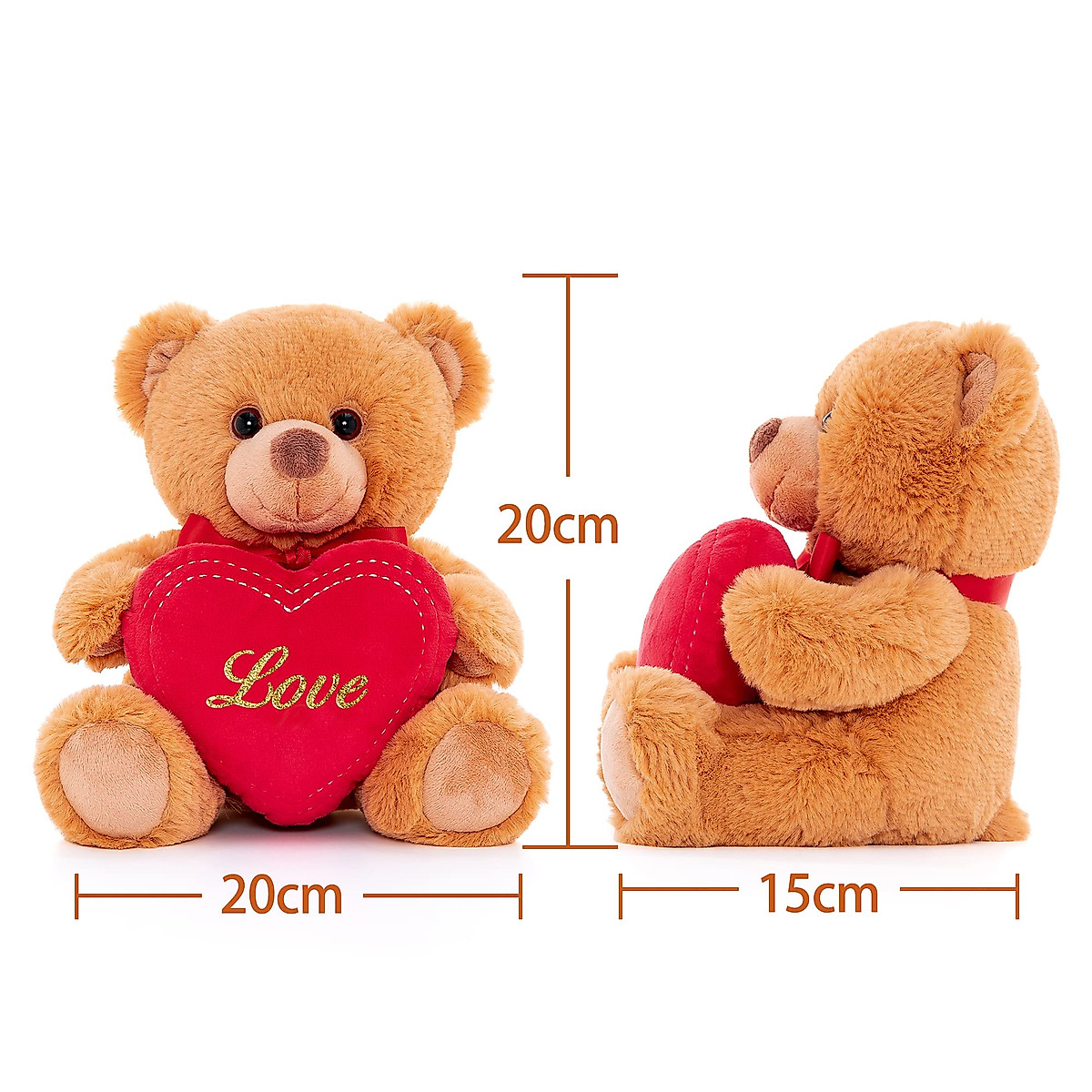 Stuffed Animal Teddy Bear, Holding Love Heart Plush Bears, I Love You Mom, Valentine's Day Gift, Love Gift for Mom, Girlfriends, Baby, 8 inches