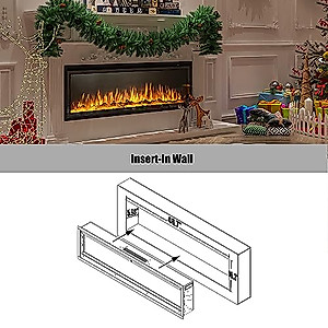 Clihome 50in Electric Fireplace Luxury Fire Places Electric Fireplace Inserts Electric Fireplace Heater Fireplace Decor Fireplace Heater with Timer, Remote Control, Adjustable Flame Color