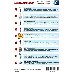 Hot Tub Spa Cleaning Supplies Kit: Shell Wax, Spa Cover Protectant, Filter Cartridge Cleaner, Pillow & Cabinet Cleaner, Spaange Scrub Pads, Spa System Flush, ZorbO Scum Absorber