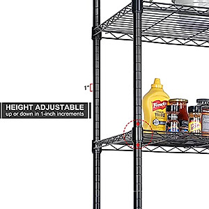 YSSOA Heavy Duty 6-Shelf Shelving, Wire Shelving, Adjustable Storage Units, 48'' D x 18'' W x 82'' H, 6 Tier, Black