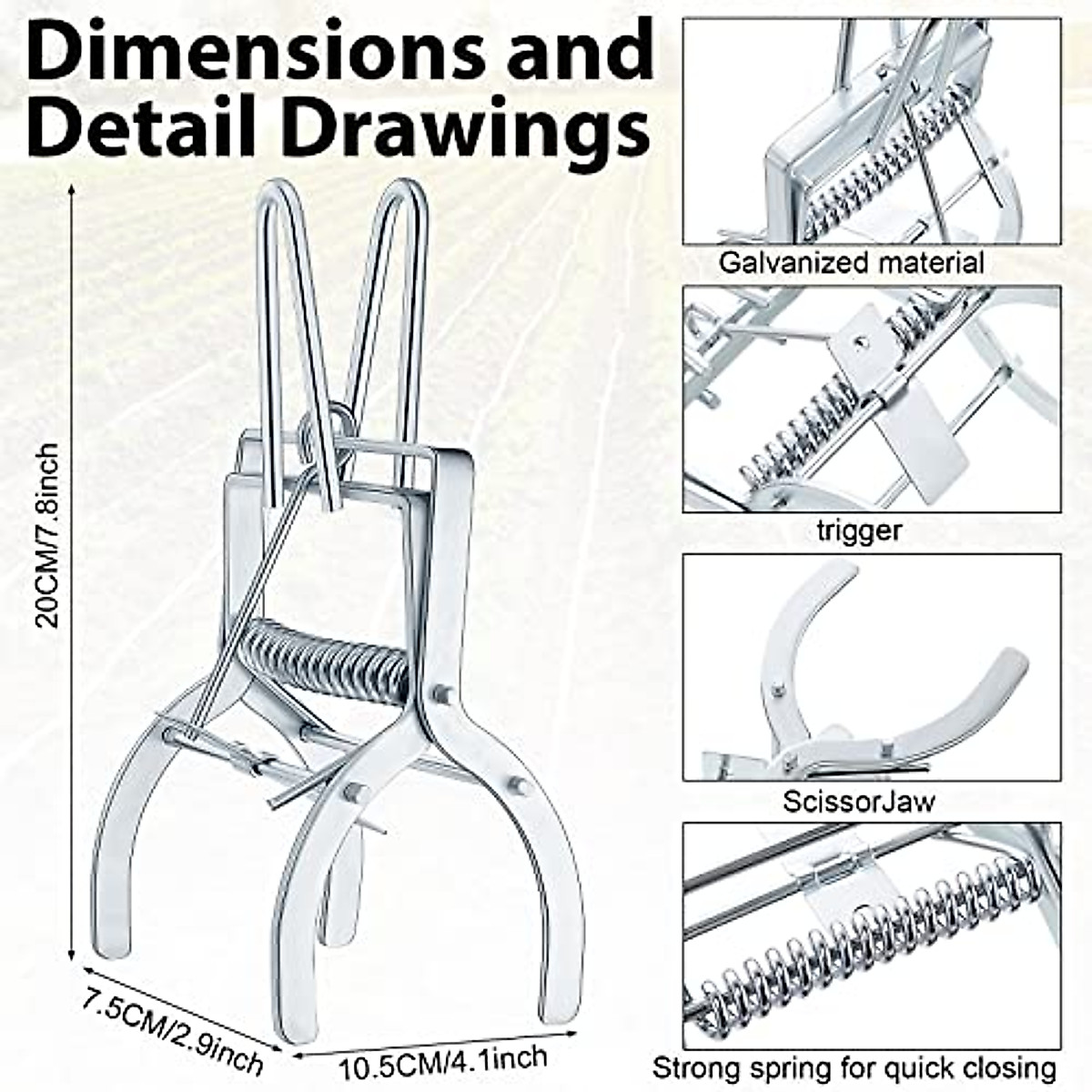 Mole Trap, Mole Whacker Trap, Galvanized Steel Gopher Trap, Reusable Vole Traps, Pest Control Traps for Gopher Vole Lawn Outdoor (4 Pieces)