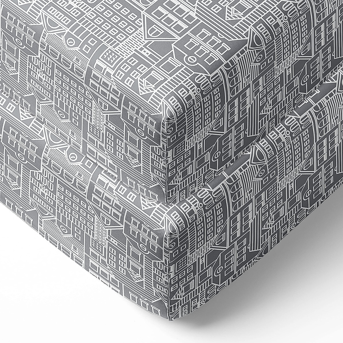 Bacati - Clouds in The City Grey Cityscape 2 Pack 100% Cotton Percale for US Standard Crib/Toddler Bed Fitted Sheets, White/Grey (CCWGCT2CS)