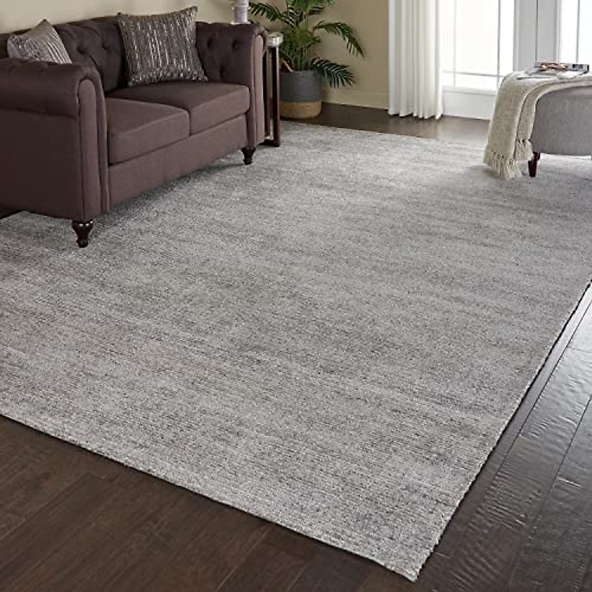 Nourison Weston Solid Silver Birch 8' x 10'6" Area -Rug, Easy -Cleaning, Non Shedding, Bed Room, Living Room, Dining Room, Kitchen (8x11)
