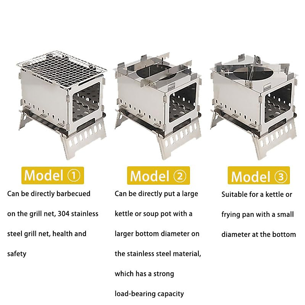 Multifunctional Charcoal Barbecue Grill Camping Grill Stove, Kettle Grill Stove Tabletop Smoker Grill Folding Charcoal Grill For Picnic, Camping, Hiking, Traveling, Outdoor Indoor(Style 3)