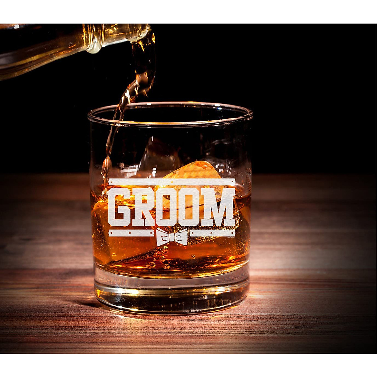 NeeNoNex Groom Bow Tie Whiskey Glass - Wedding Bachelor Party Gift for Groom