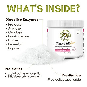 Wholistic Pet Organics: Dog Probiotics and Digestive Enzymes Powder Dog Prebiotic and Probiotic Supplement Prevents Upset Stomach Gut Health Probiotics for Dogs and Puppies Stool Ease for Dogs